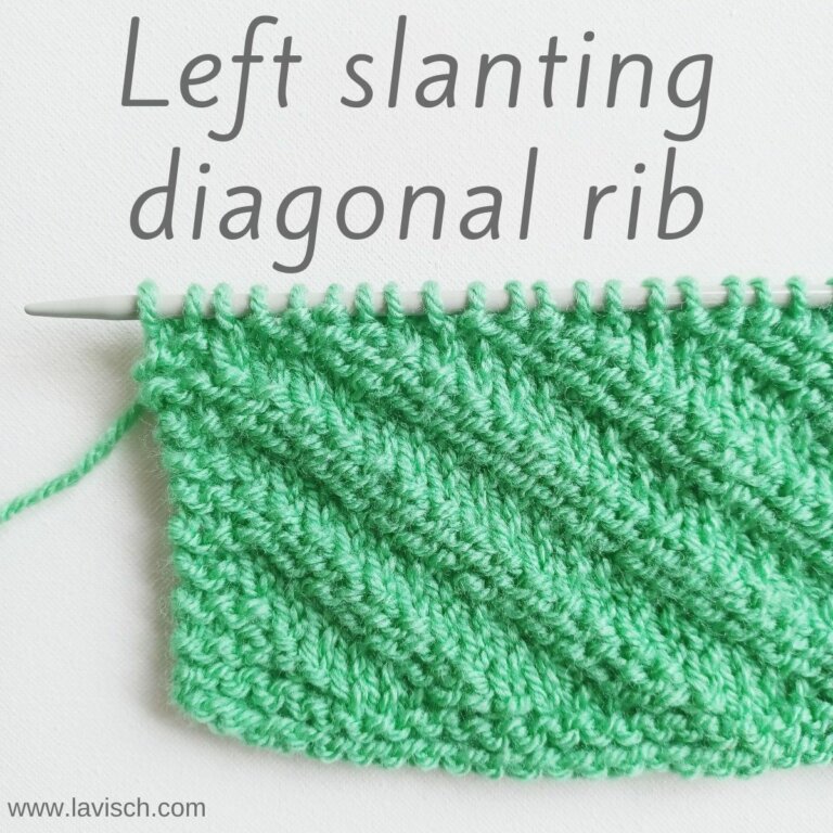 stitch pattern - left slanting diagonal rib - La Visch Designs