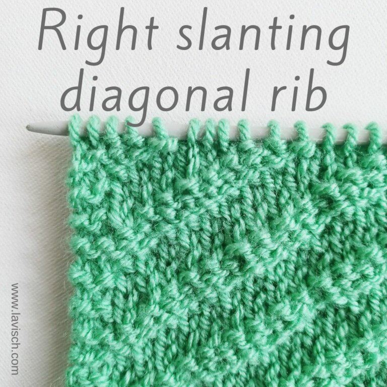 stitch pattern - right slanting diagonal rib - La Visch Designs