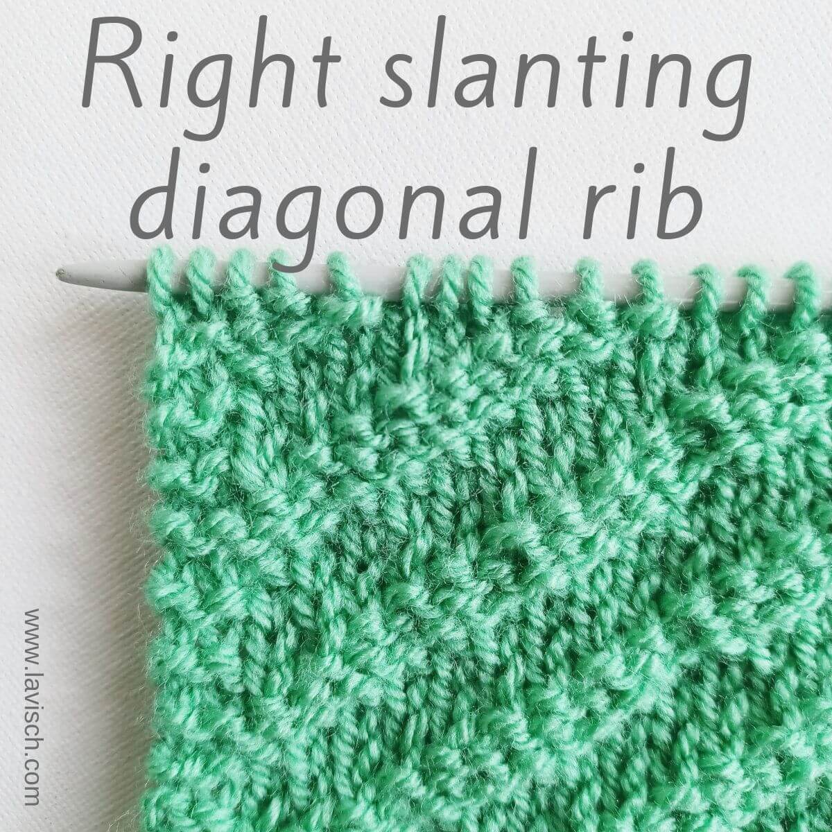 stitch pattern - right slanting diagonal rib - La Visch Designs