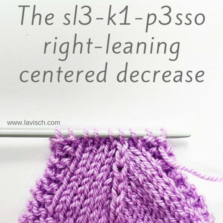 tutorial - sl2-k1-p2sso centered double decrease - La Visch Designs